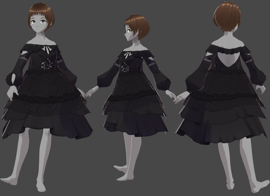VROID - Lolita Goth dress - yunemadraw - BOOTH