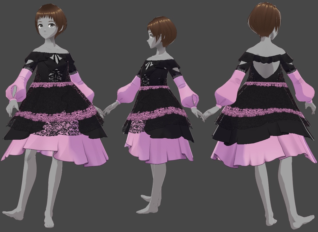 VROID - Lolita Goth dress - yunemadraw - BOOTH