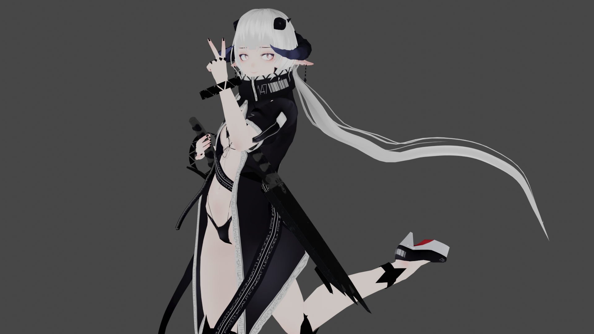 Vtuber / Vrchat model + Gunblades! - .FBX, .blend, unitypackage ...