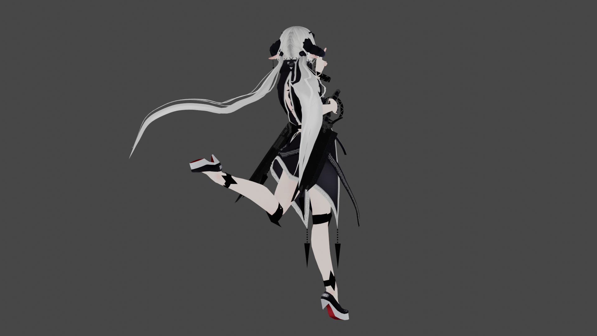 Vtuber / Vrchat model + Gunblades! - .FBX, .blend, unitypackage ...