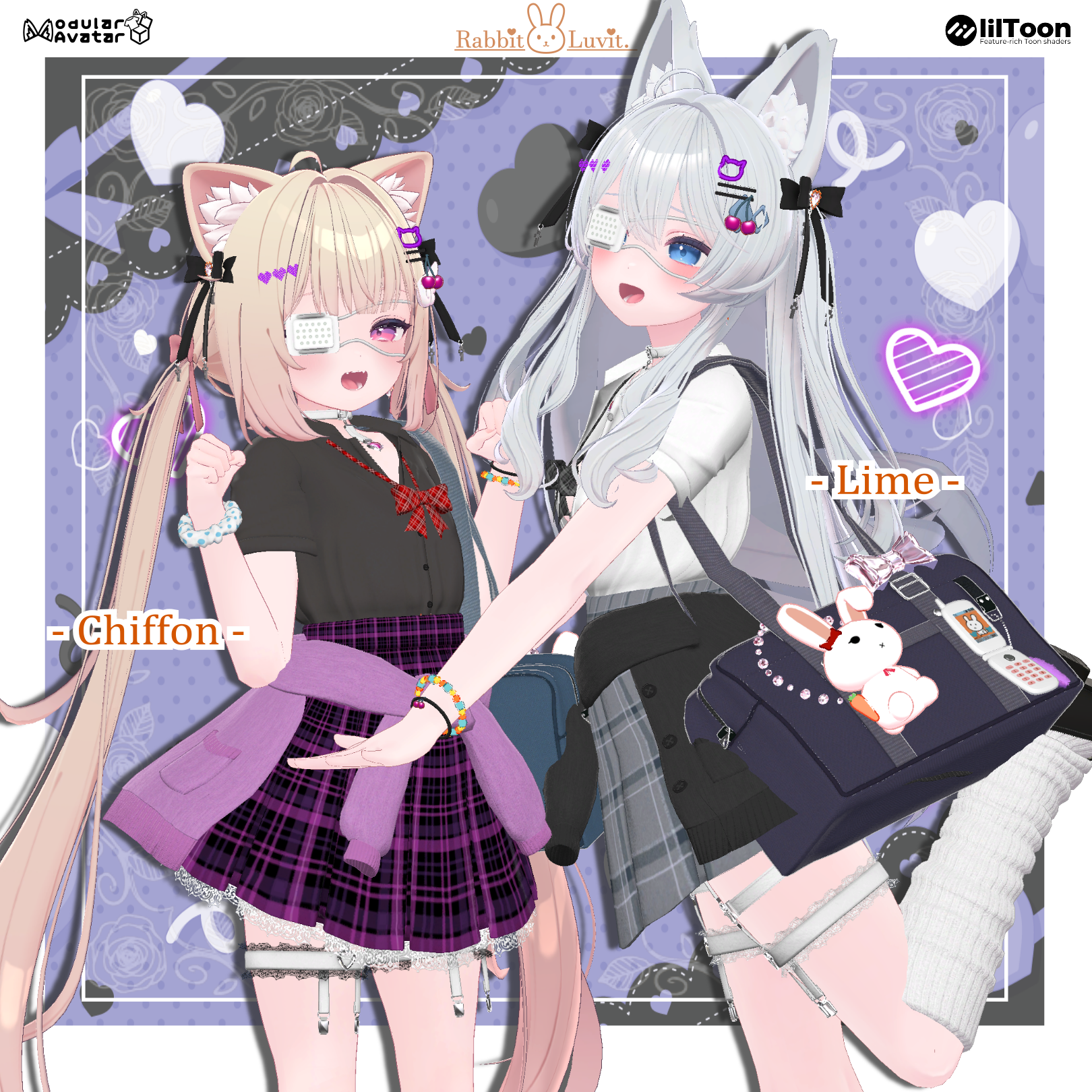 かわいい『JKギャル制服🎀』+ 遅刻パン🍩（10アバター対応） - Rabbit Luvit - BOOTH