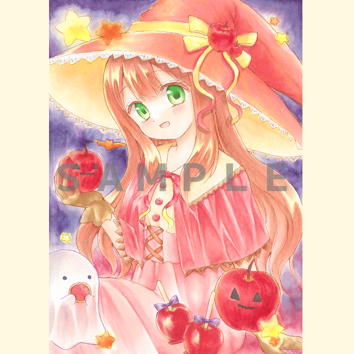 【原画】オリジナルイラスト 「アップルハロウィンナイト」 2Lサイズ 額なし あんしんBOOTHパック - うさぎや@いのりのBOOTH - BOOTH