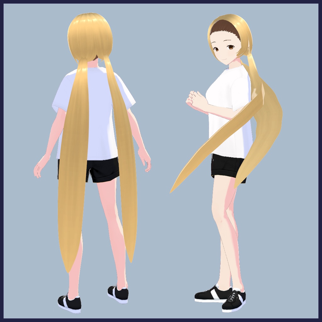 VRoid Studio カスタムアイテム「ベリーロング二つ結びおさげ」 - SouryuNana - BOOTH