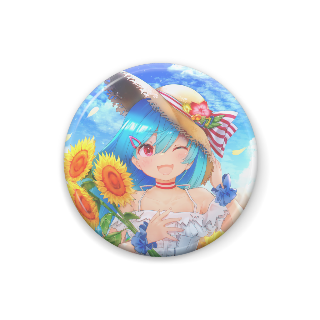 【缶バッジ】向日葵のような笑顔（サティスイラストコンテスト2021summer受賞作品） - Satis Project 公式BOOTH ...