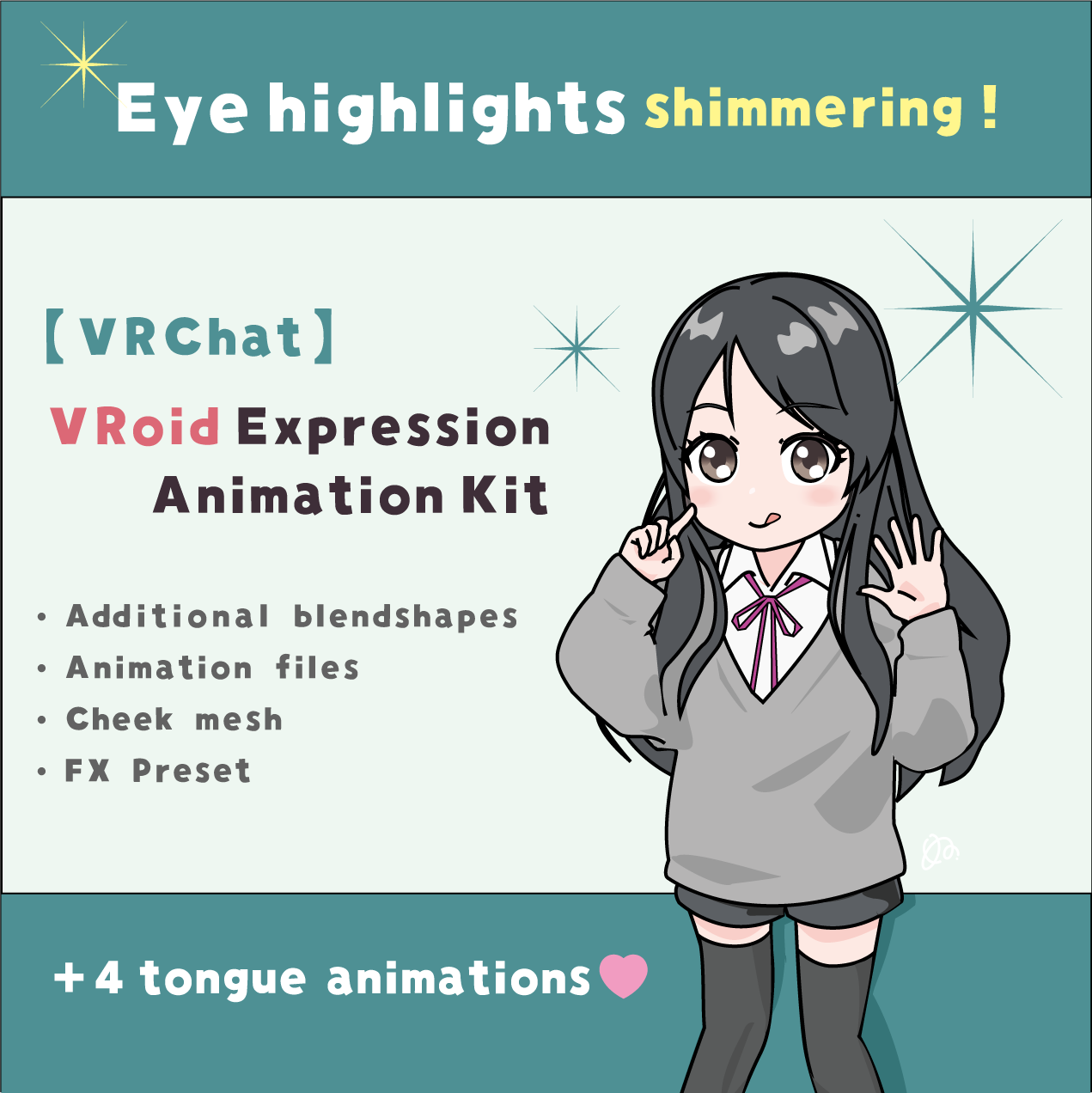 【VRChat】VRoid 表情拡張アニメーションキット / Expression Animation Kit hz1 - ぬっかラボ - BOOTH
