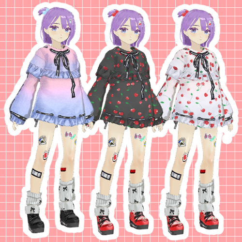【VRoid】チェリーワンピースセット【STREAK】 - 🦈🦈のみせ - BOOTH