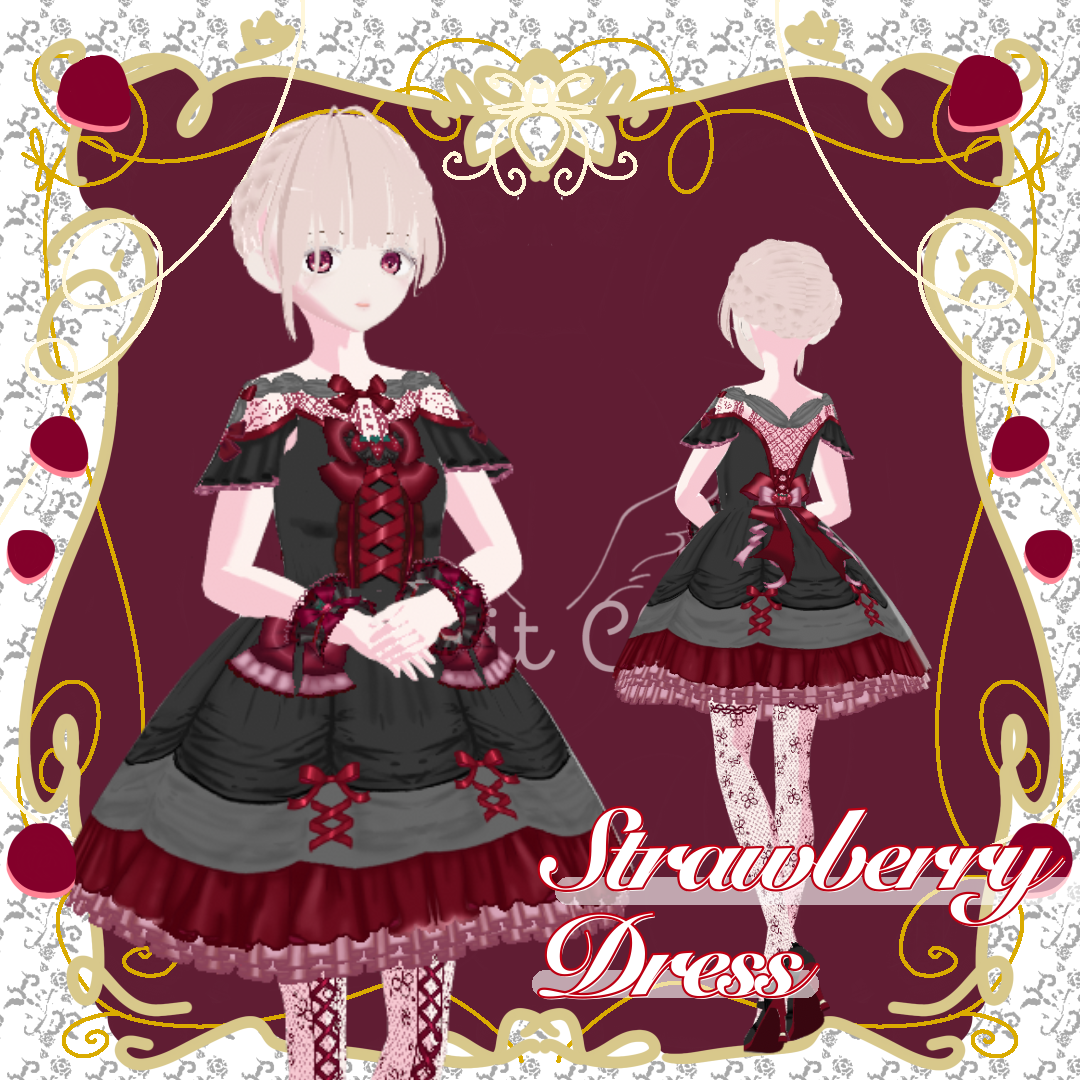 【VRoid】Strawberry Dress - Rabbit Closet - BOOTH