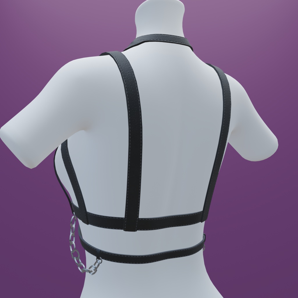 [VRChat] - Female Leather Chest Harness #1 - JammyVR - BOOTH