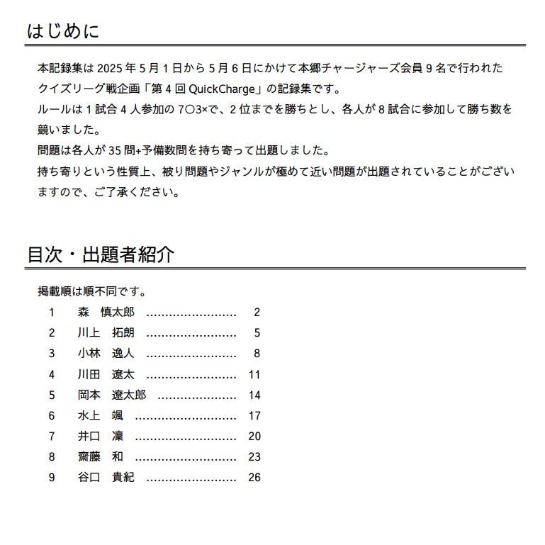 第4回QuickCharge記録集 - honcha - BOOTH