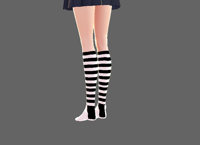 [ Vroid ] Black and white striped socks - Huda - BOOTH