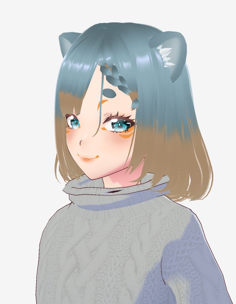 [Free VRoid Model] Blue and Orange Bear Girl - junebunnyyy - BOOTH