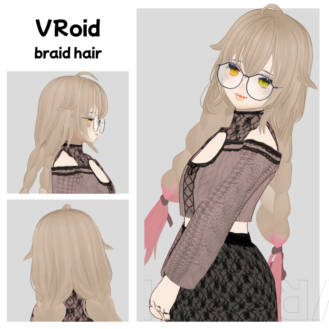 【VRoid 】みつあみ ヘアプリセット/braid hair/hair preset - IHARI SHOP(ihari工房) - BOOTH
