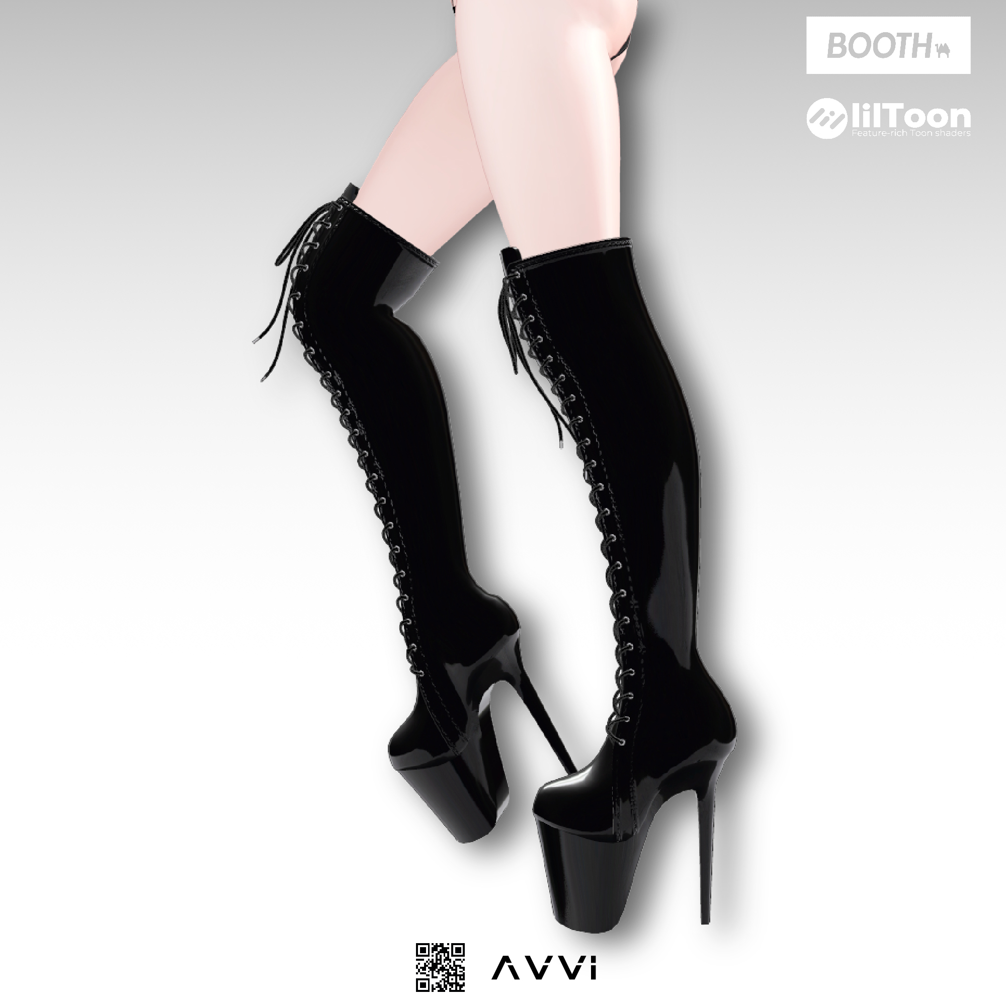 【9アバター対応】 AVVI ラバーサイハイブーツ - AVVI - BOOTH