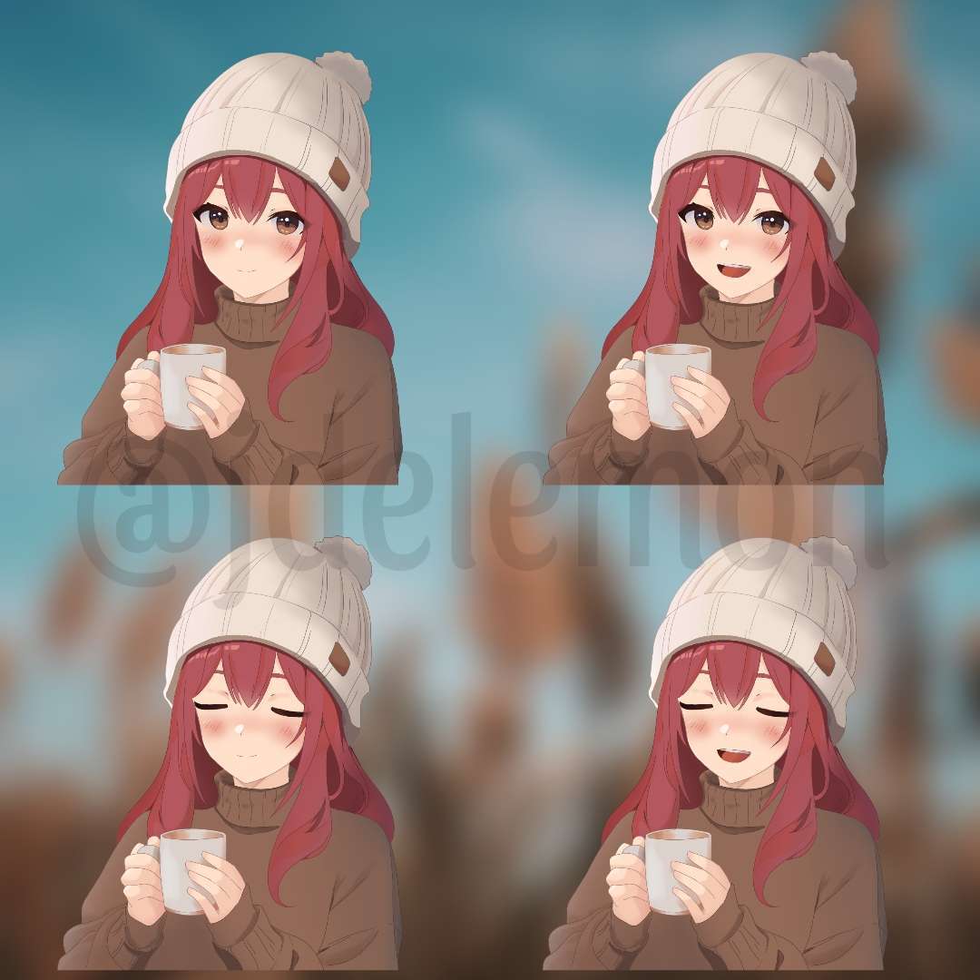 PNGTuber - Cozi Cafe Girl (Skin 1, Red hair) | VTuber Avatar For Gaming ...