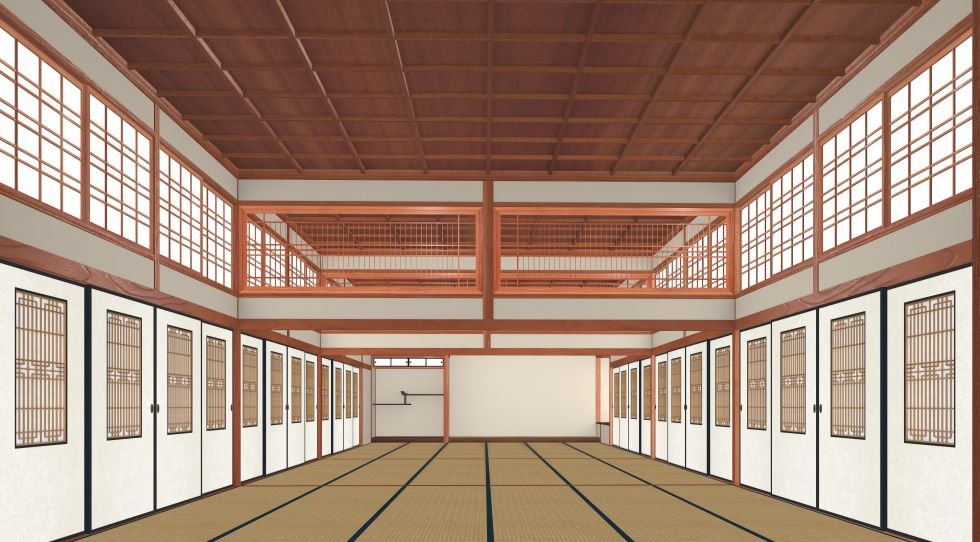 3D素材 七十人ぐらいで宴会出来るサイズの大広間セット - suo-sozai - BOOTH