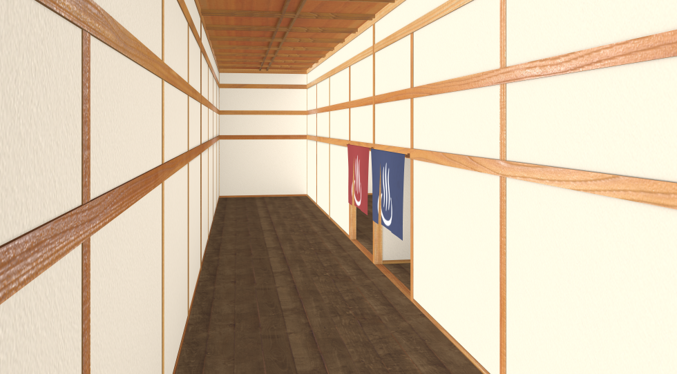 3D素材 15人以上が一緒に入れる木造の大浴場セット - suo-sozai - BOOTH