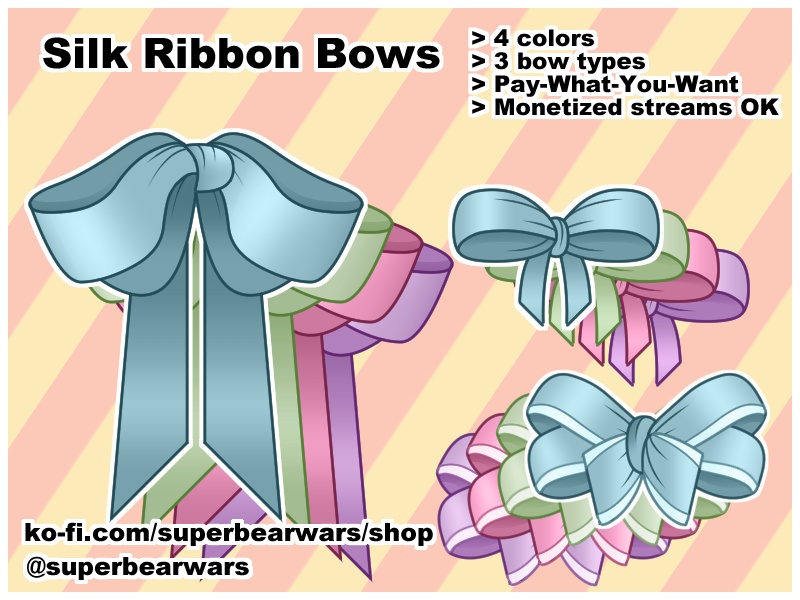 [VTuber Asset] Silk Ribbon Bows (Free) - superbearwars - BOOTH