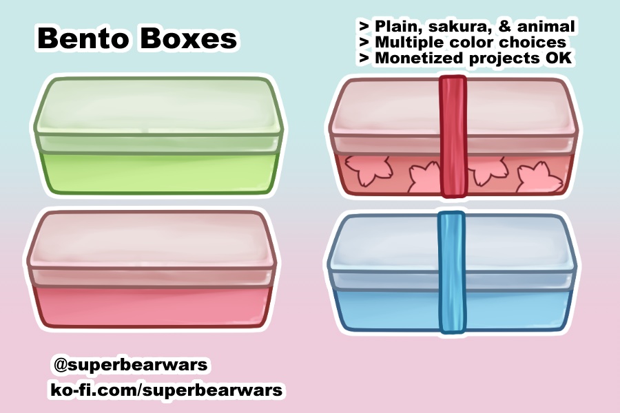 [VTuber Assets] Bento Boxes - superbearwars - BOOTH