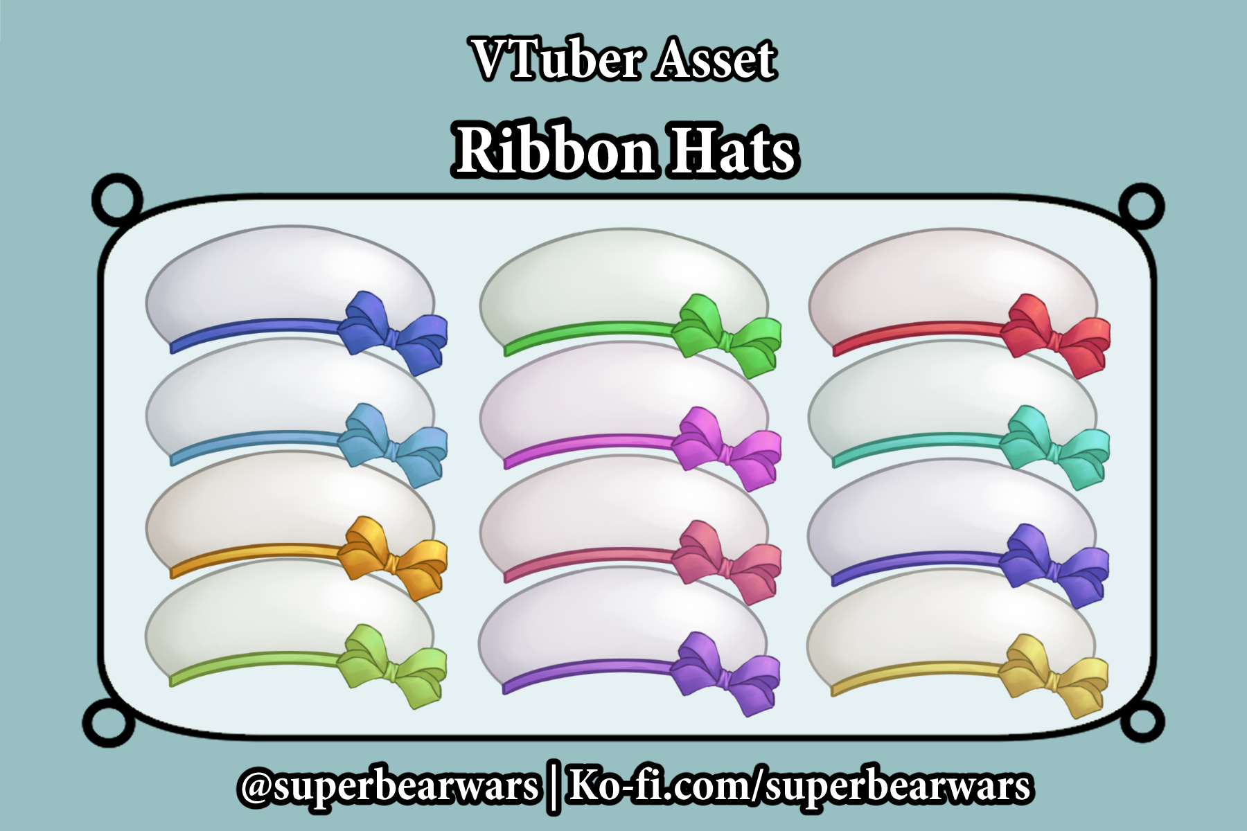 [VTuber Asset] Ribbon Hats - superbearwars - BOOTH