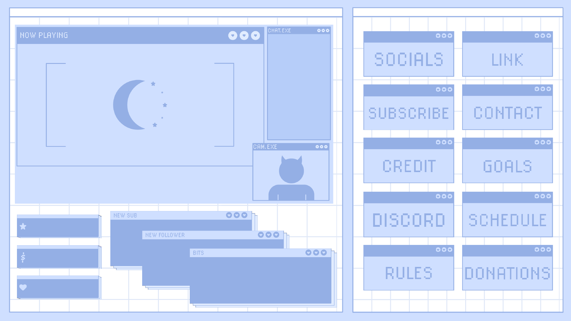 Blue Browser Stream Overlay Pack Twich, Youtube - Aesthetic - Cute ...