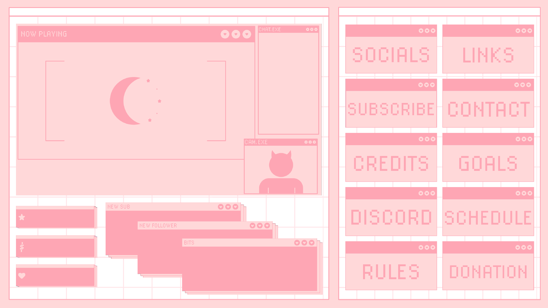 Pink Browser Stream Overlay Pack Twich, Youtube - Aesthetic - Cute ...