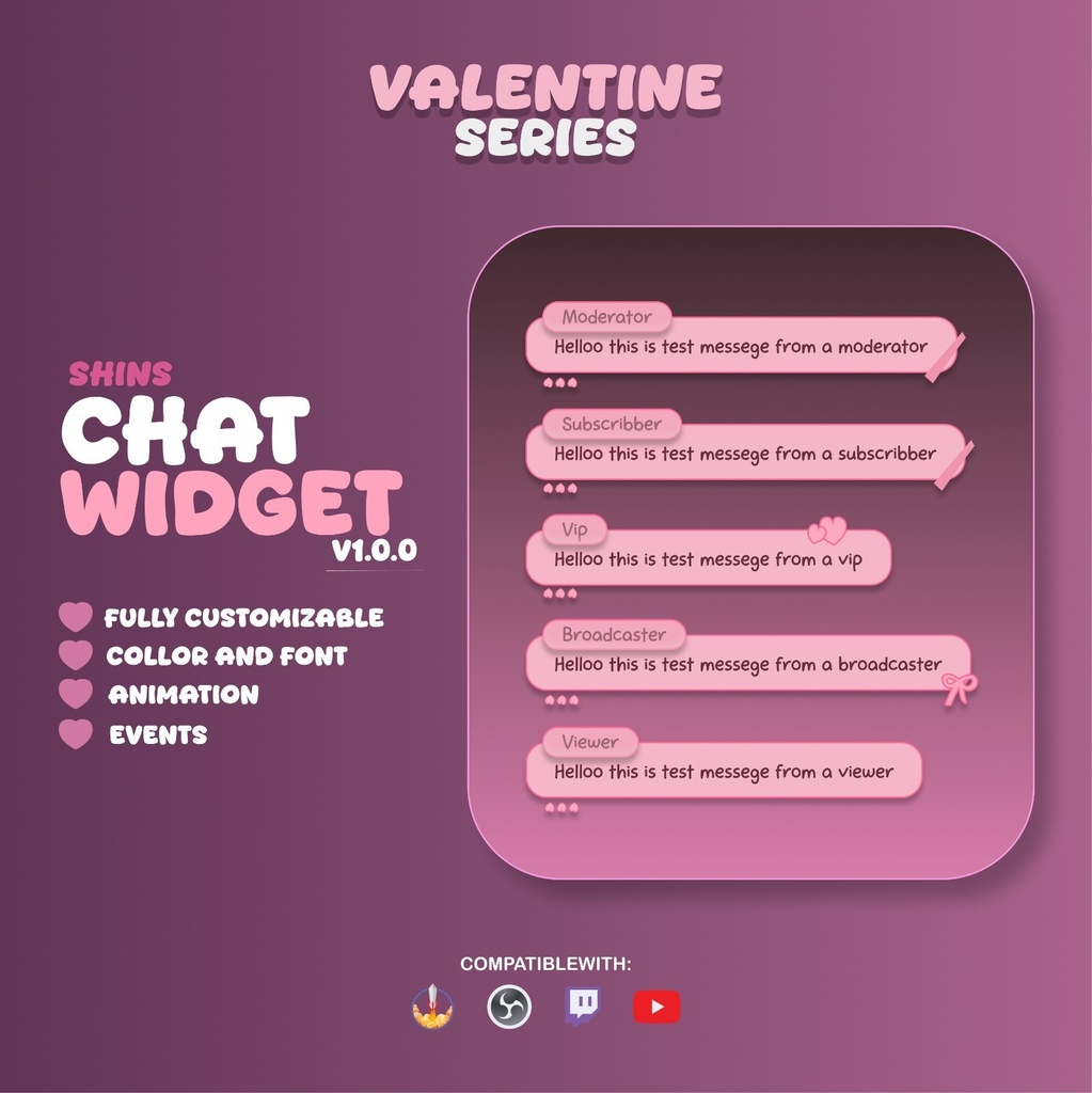 Love Pink Cute Chat Widget for Twitch & YouTube - StreamElement ...
