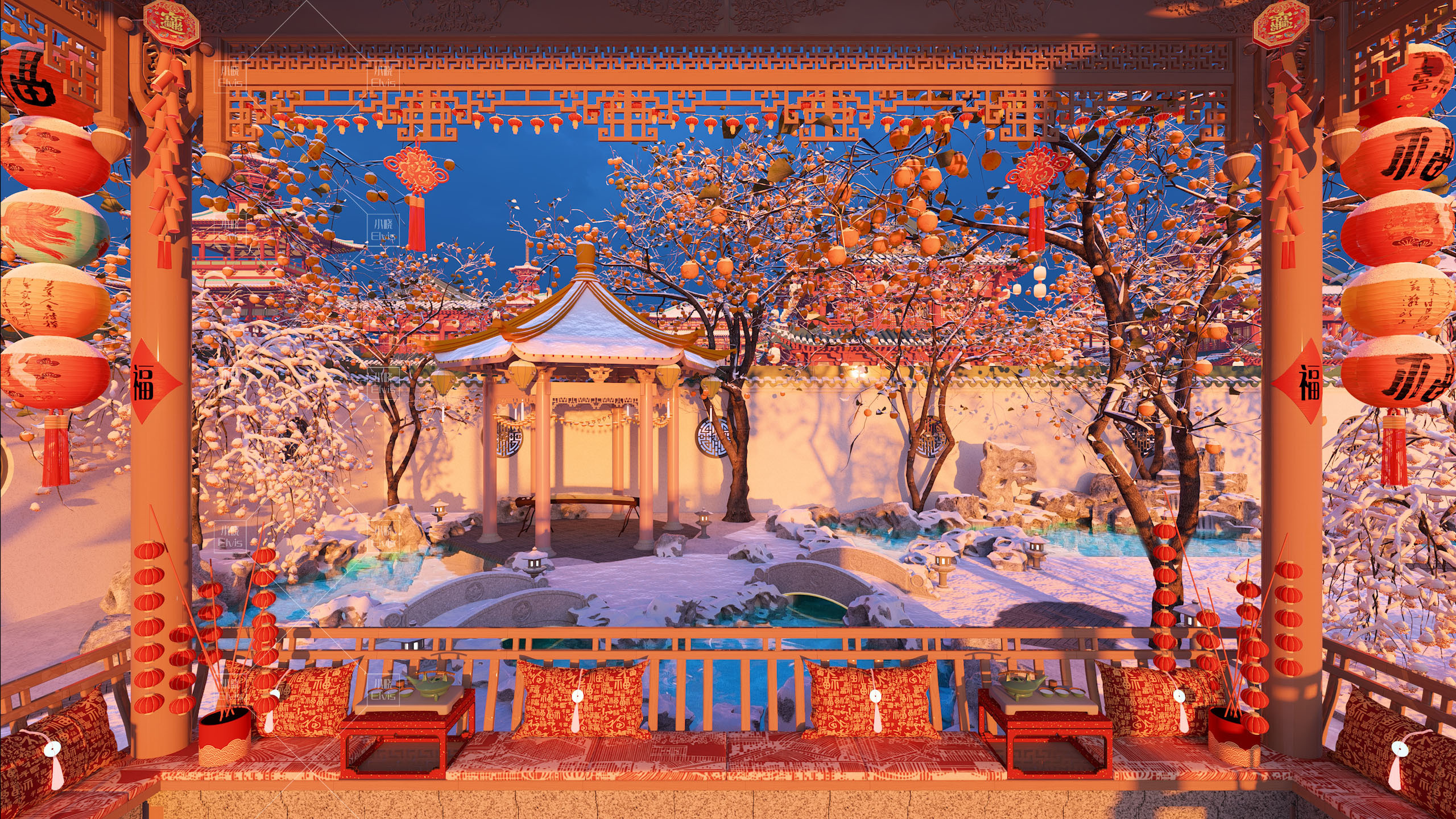 【Vtuber/動く配信背景】春祭り 春節 旧正月の庭 PV Game VTB - 暁の屋 - BOOTH
