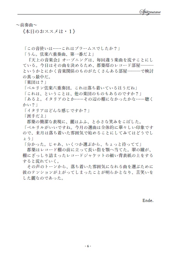 Spitzname（シュピッツナーメ） - Spiegel-reflex - BOOTH