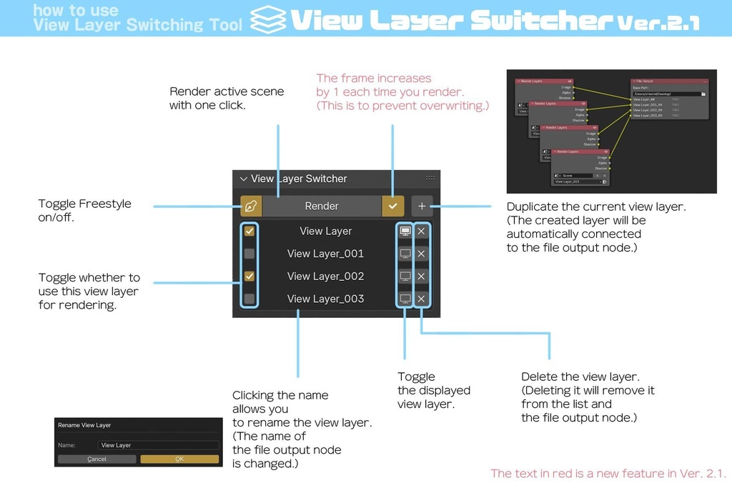 ビューレイヤー切替アドオン『View Layer Switcher Ver.2.1』 - 創作のレシピ百貨店 - BOOTH