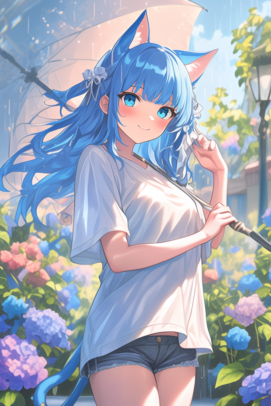 雨の日の花と猫耳ちゃん - murata-ai - BOOTH