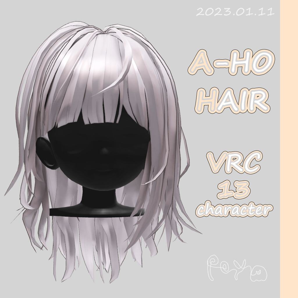 【VRC】 A-Ho Hair (13 Avatar) - Poy - BOOTH