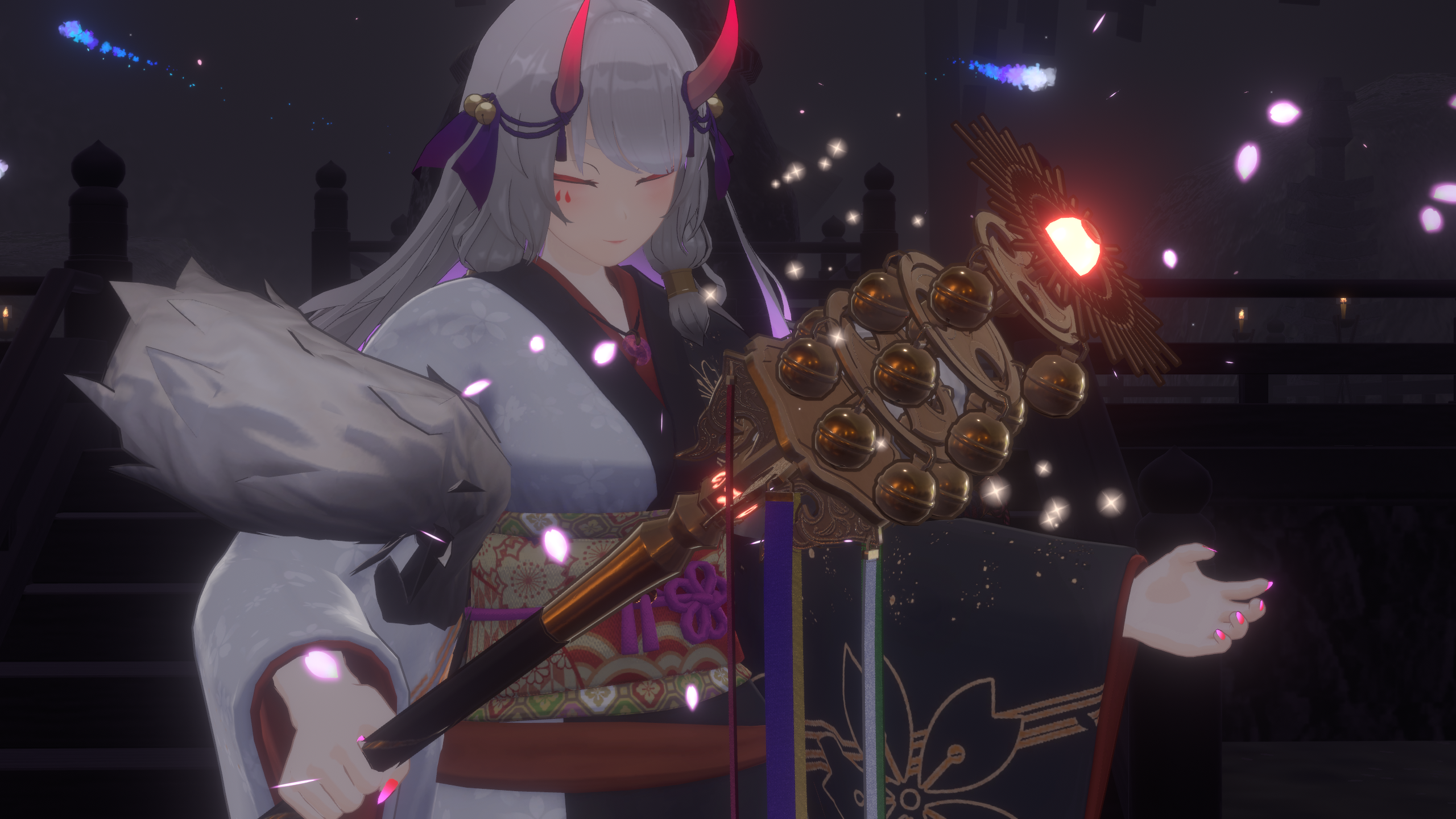 神楽杖-咲華-【ギミック付】/Kagura bell cane【Gimmick included】 - 妖具屋 零れ桜 - BOOTH