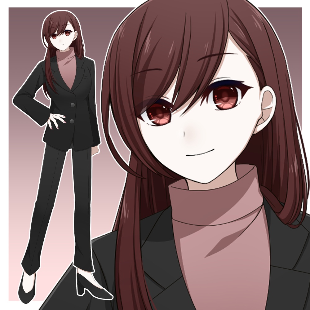 黒いスーツを着た女性【表情差分10種+シルエット2種】 立ち絵素材販売中【廣瀬ふぶき】 Booth
