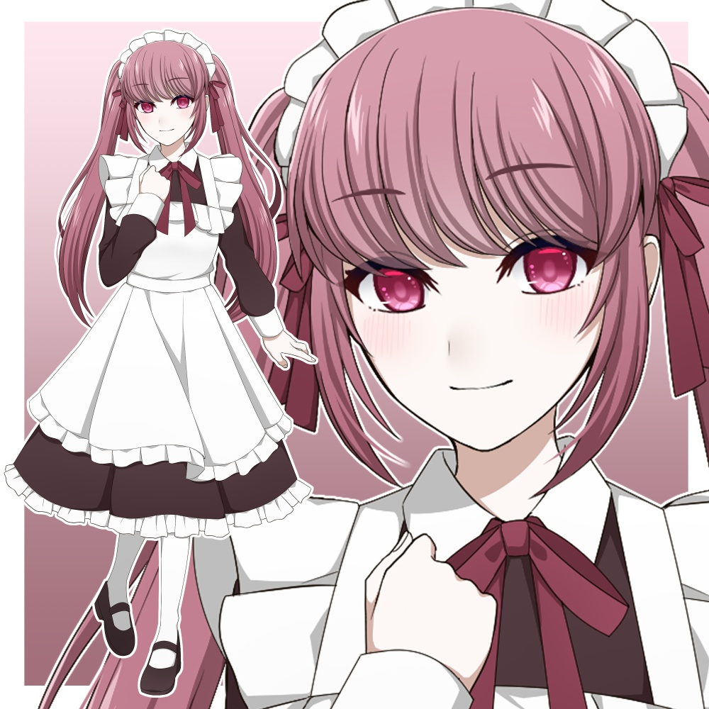 ツインテールのメイド【表情差分10種+シルエット2種】 立ち絵素材販売中【廣瀬ふぶき】 Booth