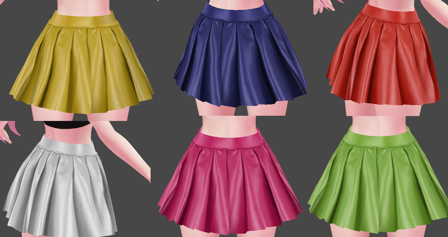 Faux Leather Pleated Skirt for VRoid Studio - Atelier Mahoulotl - BOOTH