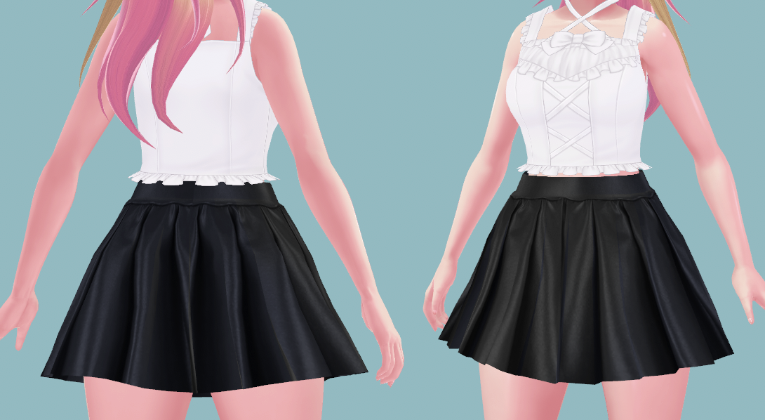 Faux Leather Pleated Skirt for VRoid Studio - Atelier Mahoulotl - BOOTH
