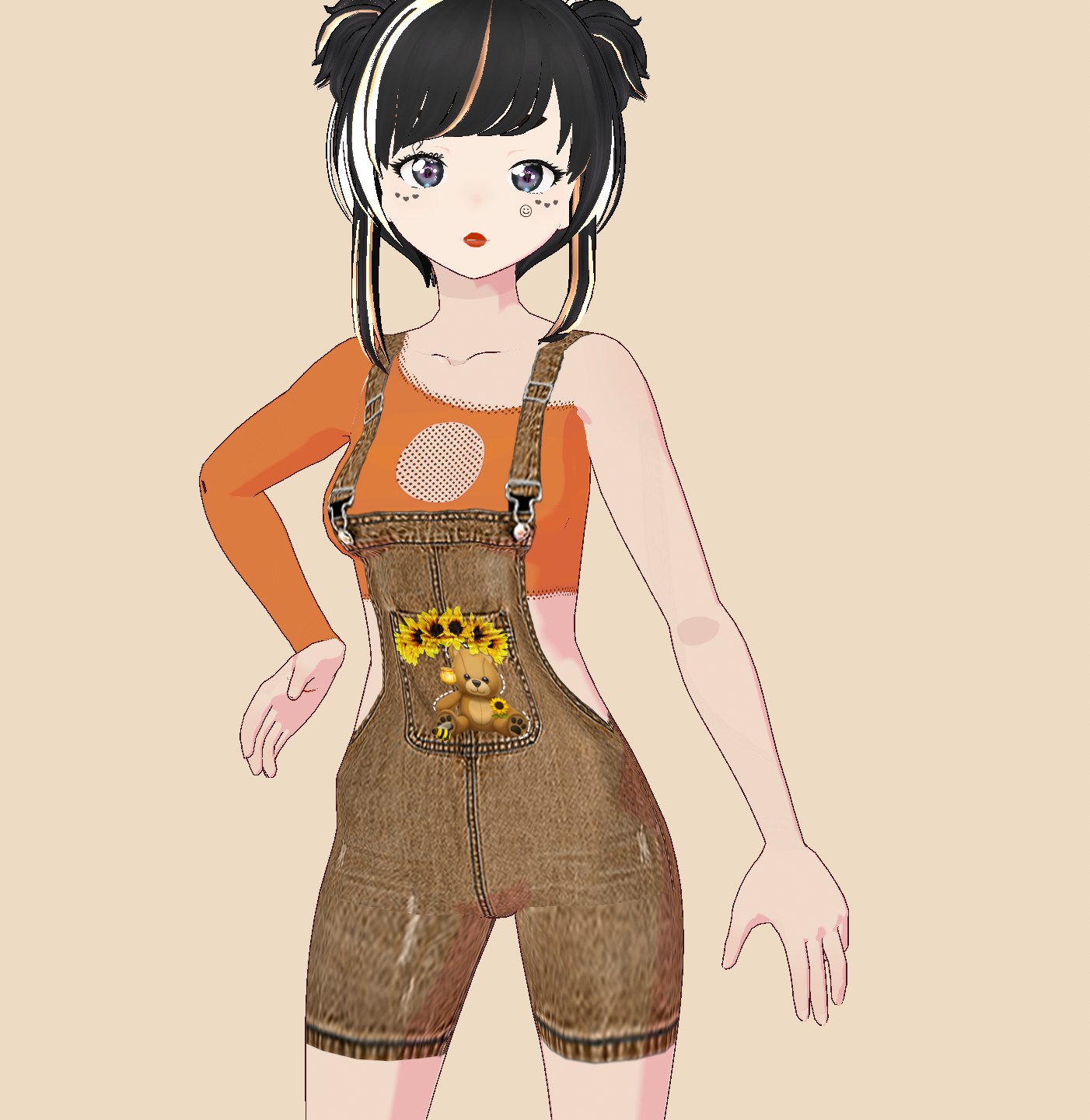 【VRoid】Clothes - Honey Bear Jean Overalls 3D & 2D Style - Venus ...