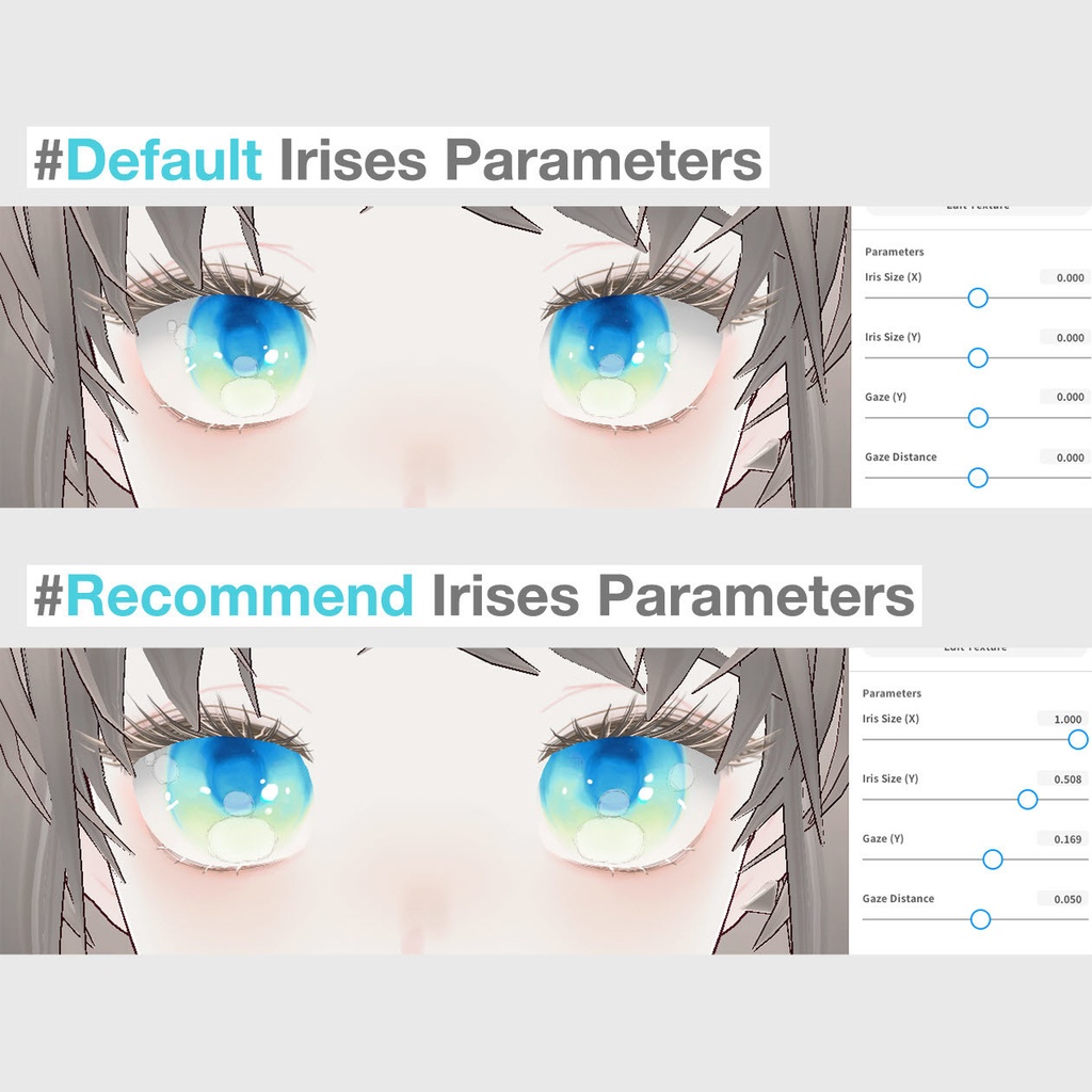 [Commercial]【VRoid】Glassy Eyes(Irises)&Highlights ガラスの玉 目(瞳)&ハイライト ...