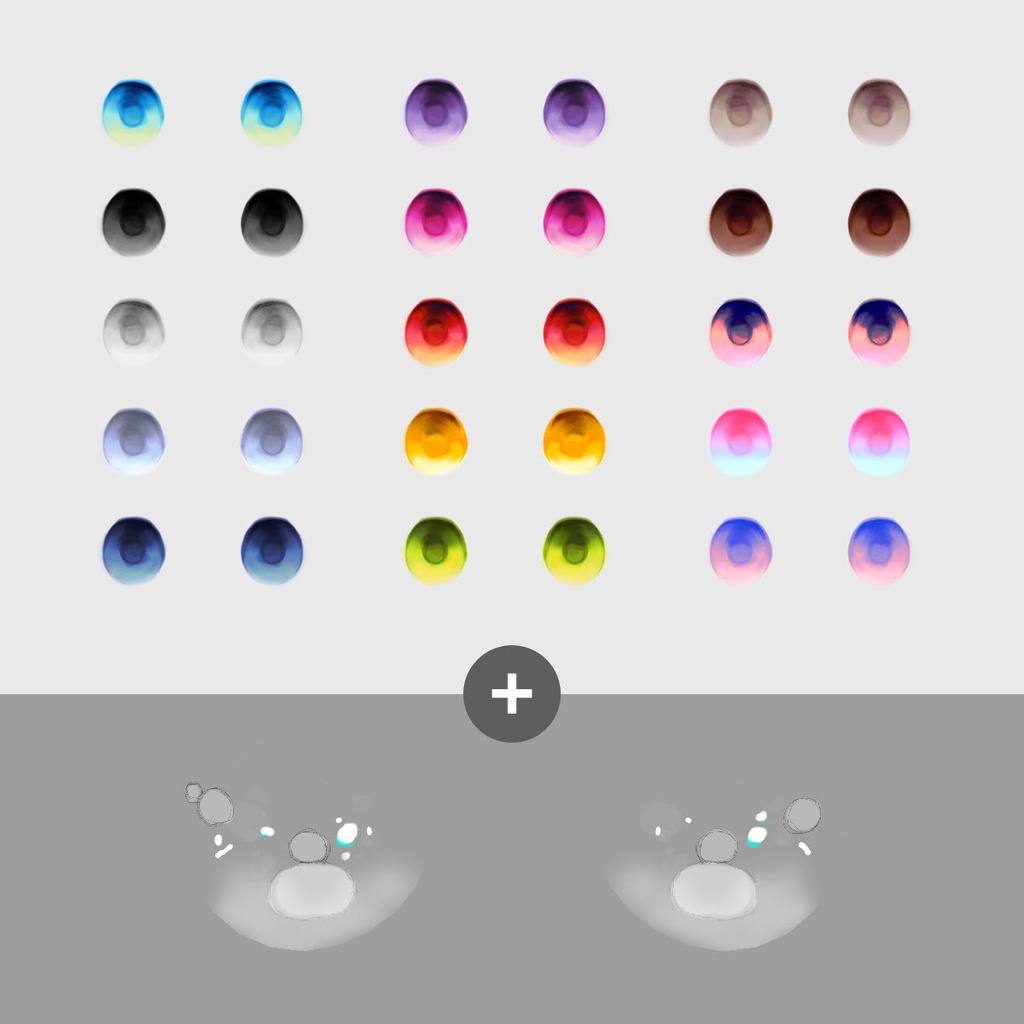 [Commercial]【VRoid】Glassy Eyes(Irises)&Highlights ガラスの玉 目(瞳)&ハイライト ...