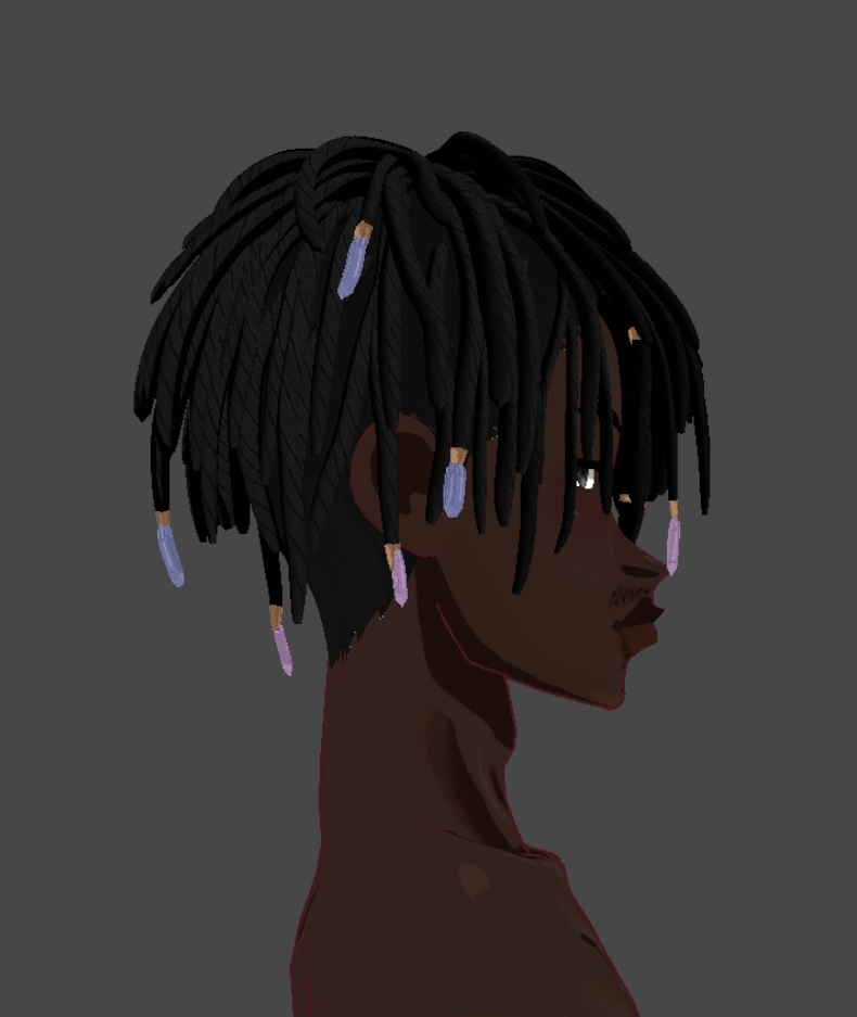 Short locs with jewels [Vroid hairpreset] - Beef - BOOTH