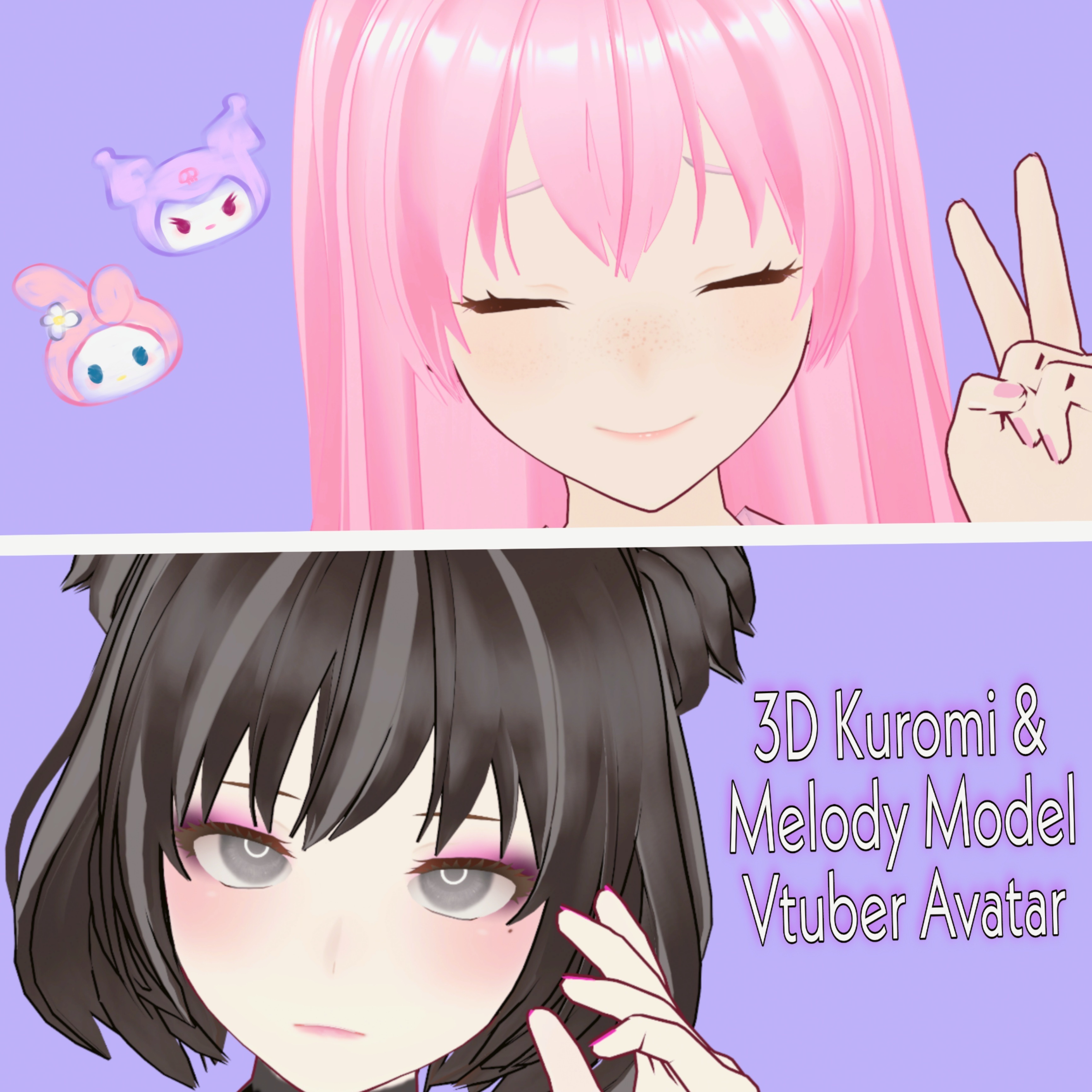 3D Kuromi & Melody Vtuber Model - ·Adisan3D· - BOOTH