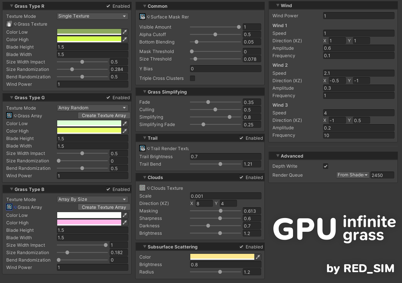 GPU Infinite Grass - 軽量高速GPU草描画システム - RED_SIM - BOOTH