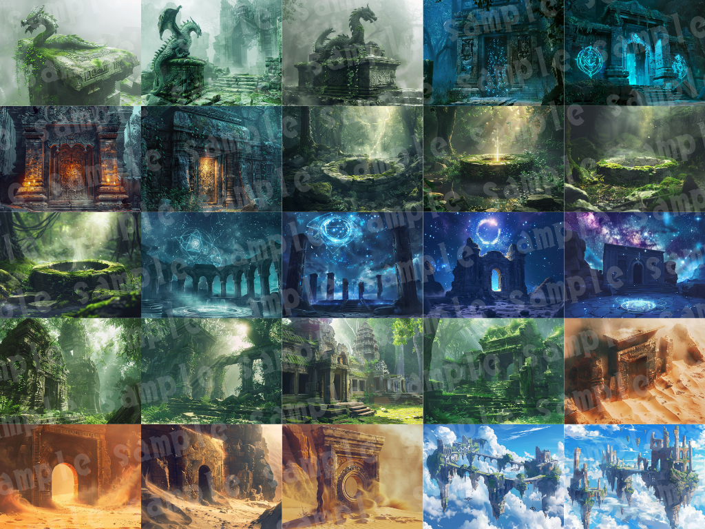🔮【魔法文明遺跡背景パック｜幻想×古代×ファンタジー】88枚セット - Al-Landscape Bazaar（アル・ランドスケープ・バザール ...