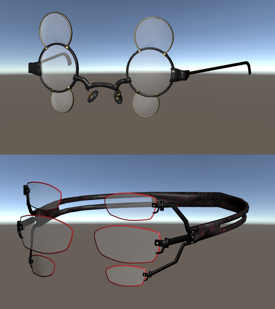【VRChat想定】多眼用眼鏡 2種 [2 Glasses for multiple eye] - 三叉屋 - BOOTH