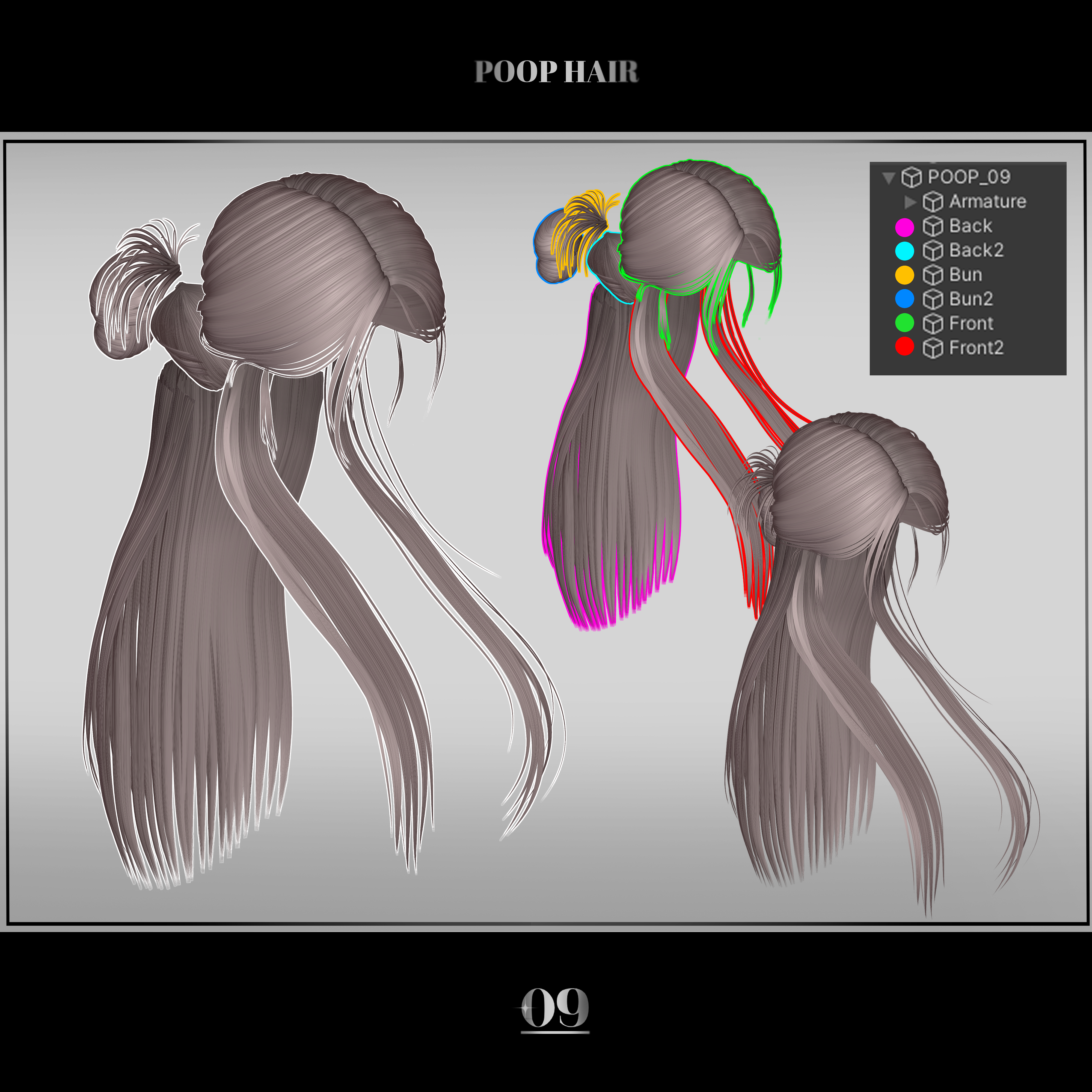 【5 avatars】 HAIR 09 - Poop - BOOTH