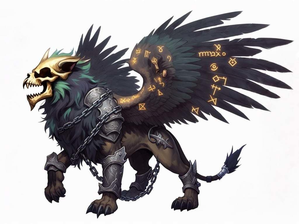 Winged Rune Beast - gameready - BOOTH