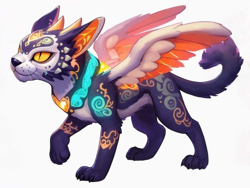 Mystical Winged Feline - gameready - BOOTH