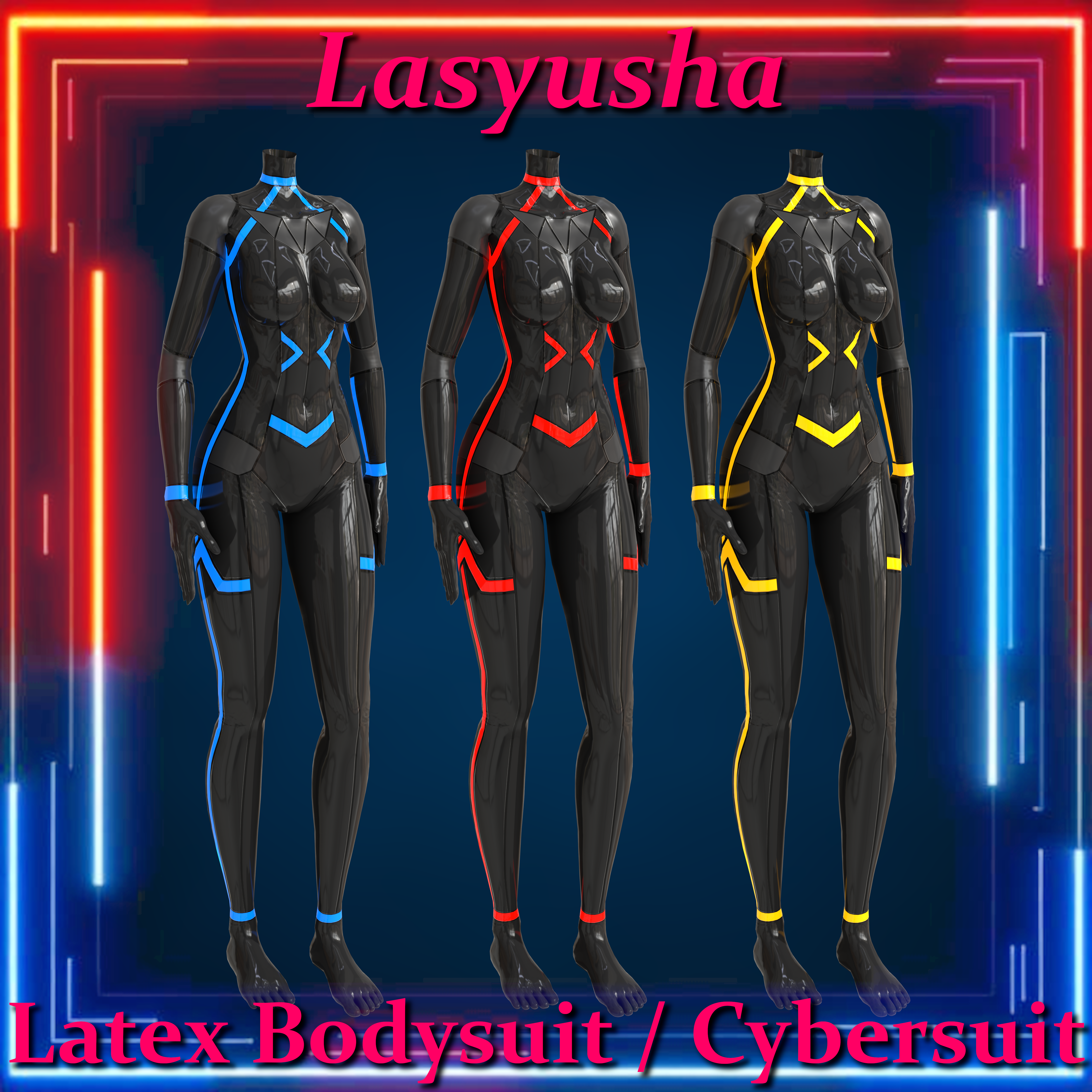 Lasyusha用 Latex Cybersuit / Bodysuit Texture Pack【ボディスーツ・テクスチャパック】 - Bittie - BOOTH