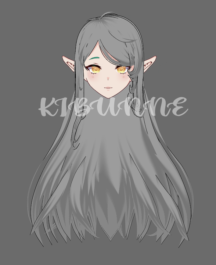 {vroid beta & stable} half-up long hair preset - kibunne - BOOTH