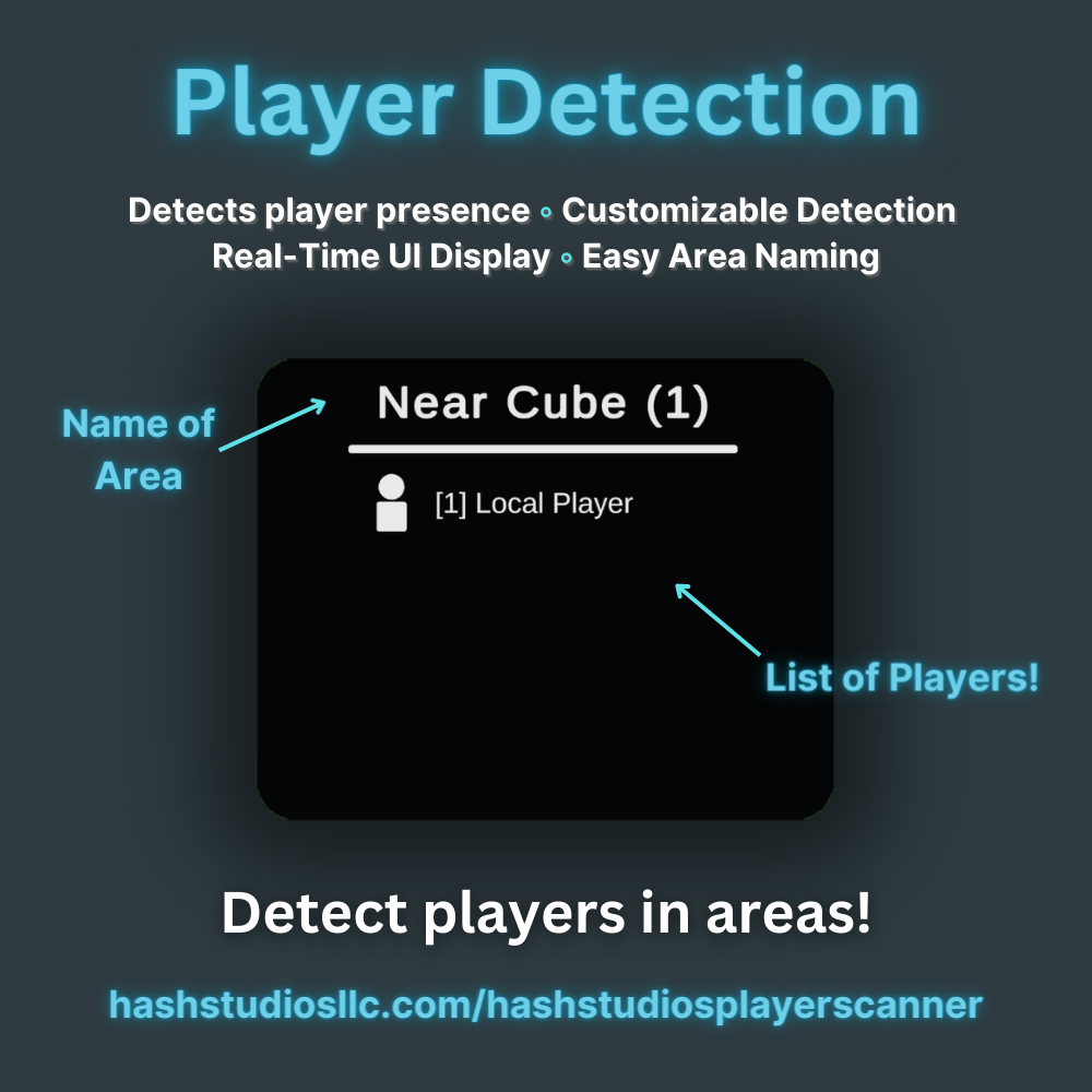 Hash Studios Player Scanner / ハッシュスタジオプレイヤースキャナー [UdonSharp] [SDK3] - Hash Studios LLC - BOOTH